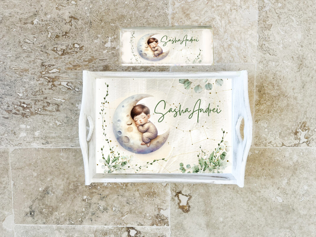 Set 1 an Bebe pe luna - tava mot si cutiuta suvita harta stelelor - Le ...